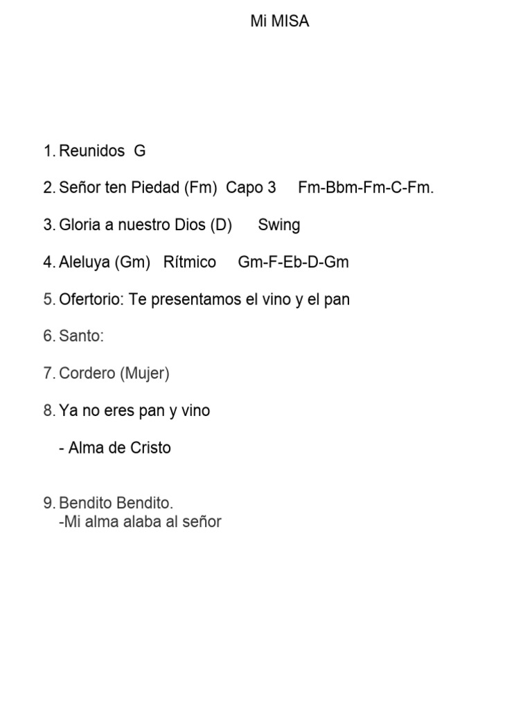 Cantos Misa yo | PDF | Cristo (título) | Misa (liturgia)