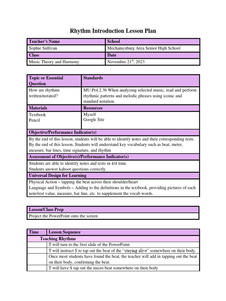 Lesson 1 - Rhythm Introduction-1 | PDF | Rhythm | Rhythm And Meter