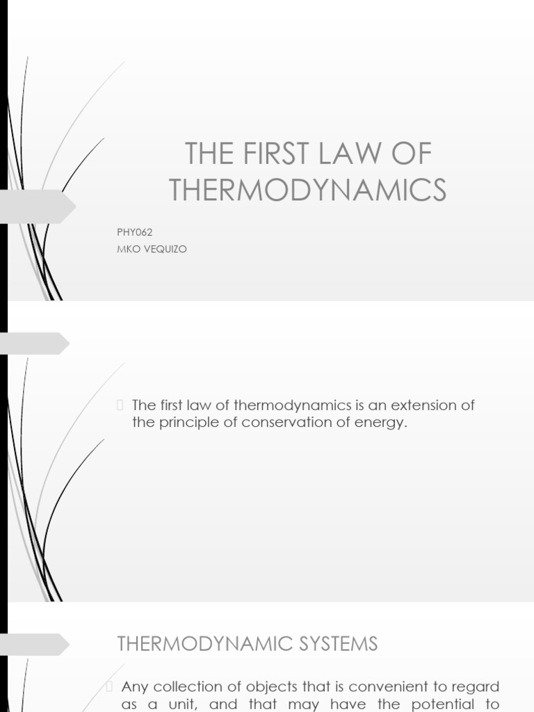 Lesson 3 - First Law of Thermodynamics | PDF | Gases | Heat