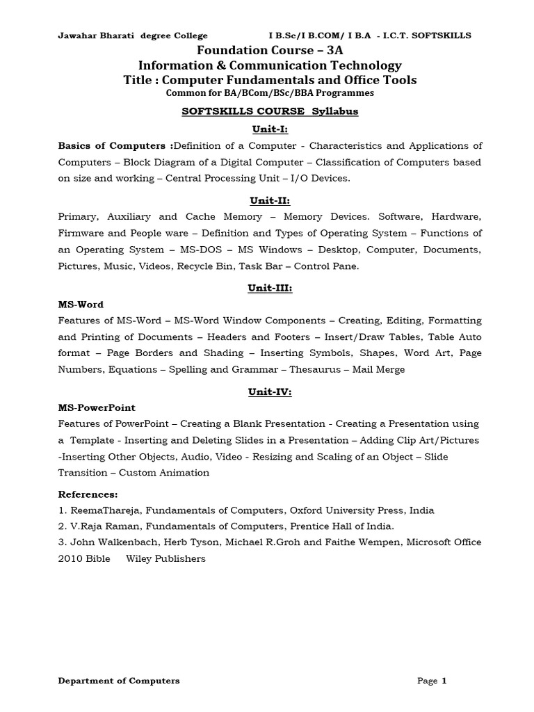 Computer Fundamentals & Office Tools | PDF | Computer Data Storage | Random Access Memory