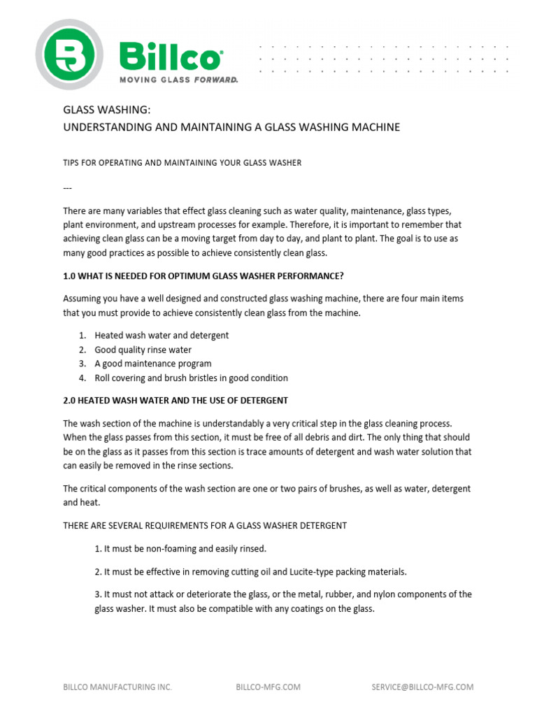 Understanding and Maintaining a Glass Washer | PDF | Washing Machine ...