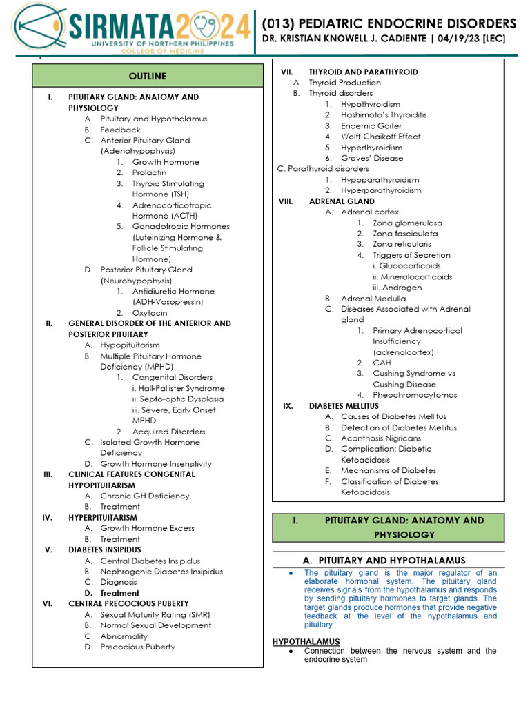 (Pediaii) 013 Pediatric Endocrine Disorders | PDF | Thyroid Stimulating ...