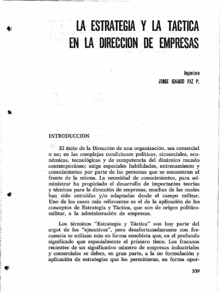 La Estrategia Y La Tactica en La Direccion de Empresas | PDF | Business ...