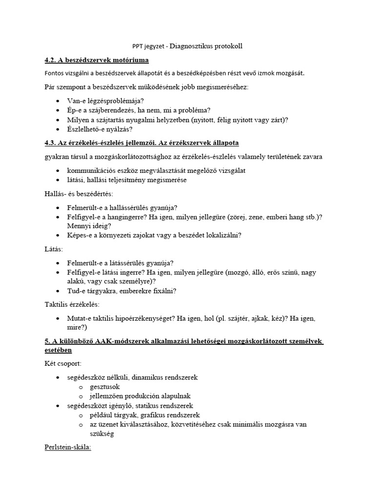 Diagnosztikus Protokoll - Jegyzet | PDF