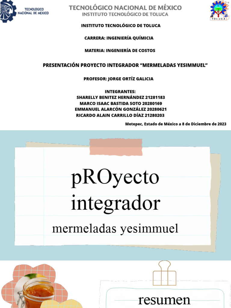 Presentacion Proyecto Integrador Costos | PDF | Business | Capital (economía)