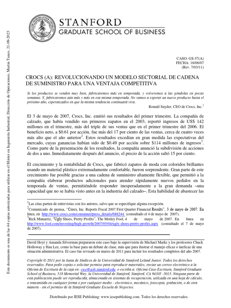 Caso Crocs GS57 (A) | PDF | Calzado | Zapato