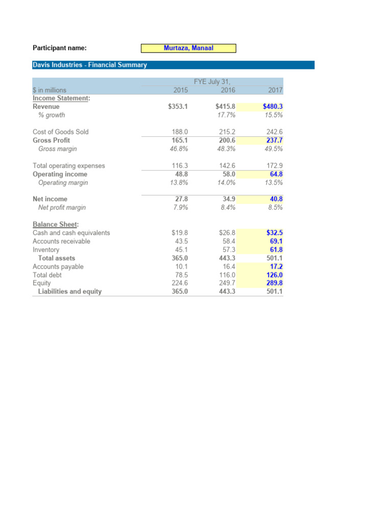 Davis Industries Financial Overview | PDF | Equity (Finance) | Free ...