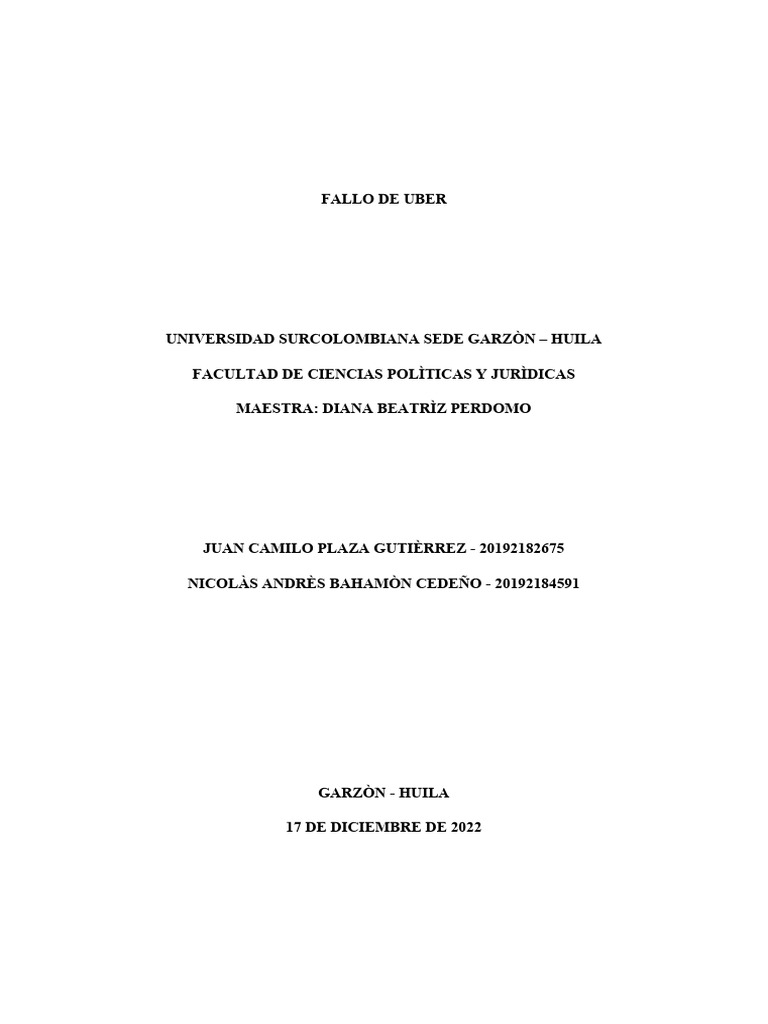 Ensayo de Consumudior Fallo de UBER | PDF | Estatuto de limitaciones | Justicia