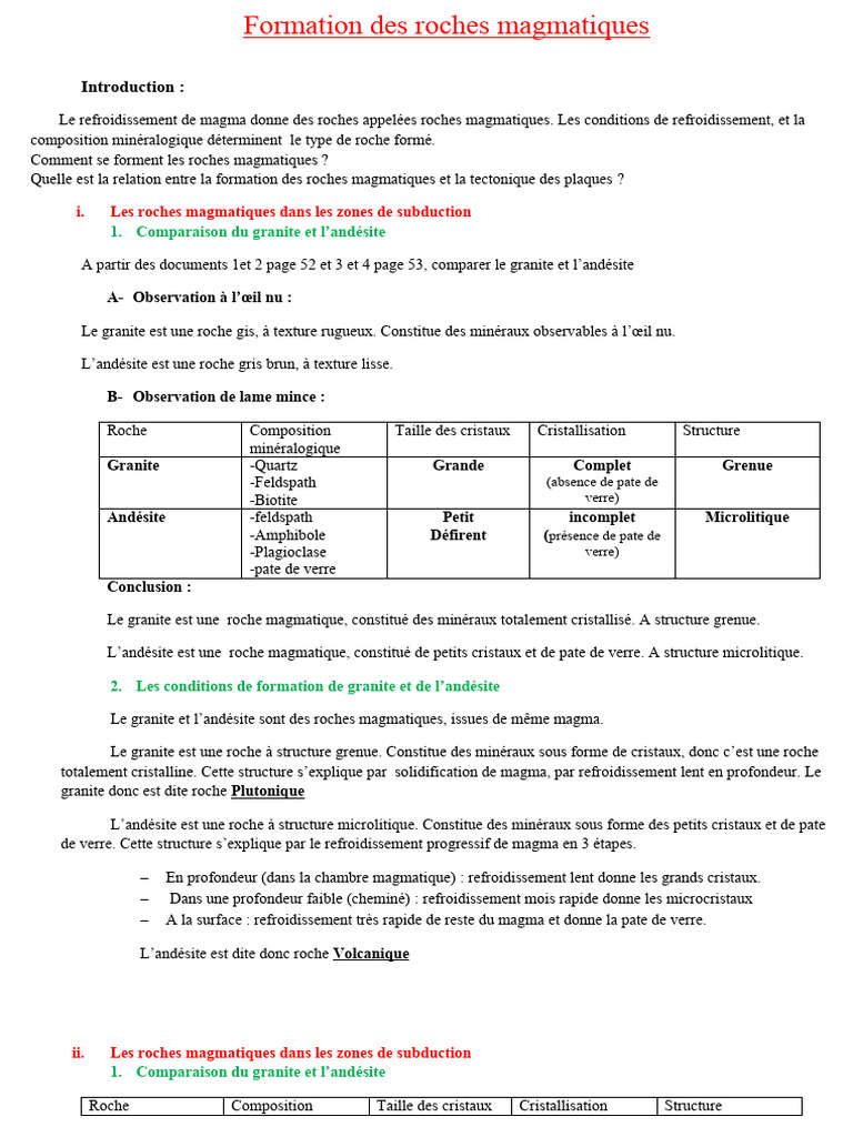 Formation des Roches Magmatiques | PDF | Roche magmatique | Granit