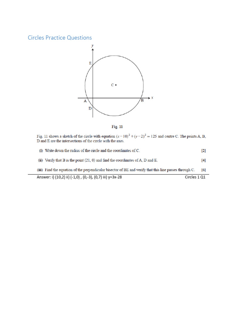 Circles Practice Questions and Answers | PDF