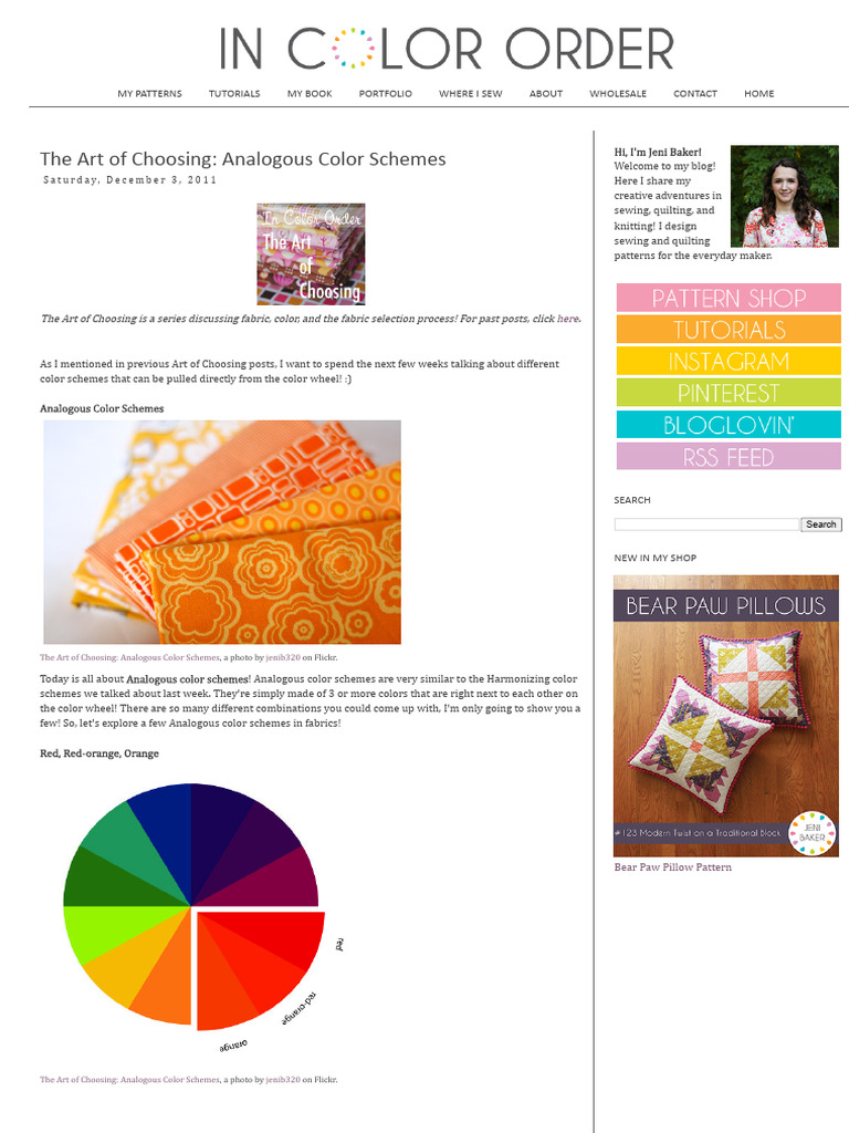 In Color Order - The Art of Choosing - Analogous Color Schemes | PDF ...