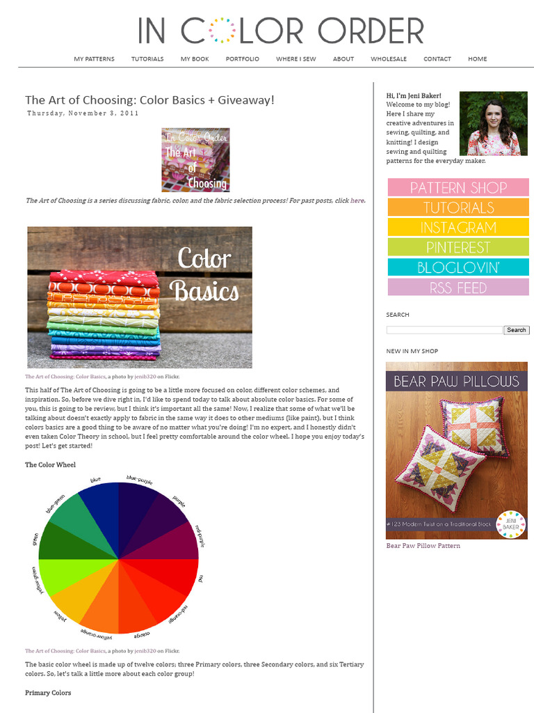 In Color Order - The Art of Choosing - Color Basics + Giveaway! | PDF ...