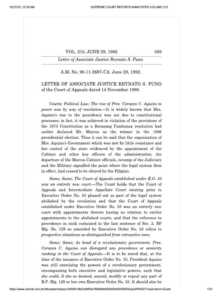 4. Letter of Associate Justice Reynato Puno | PDF