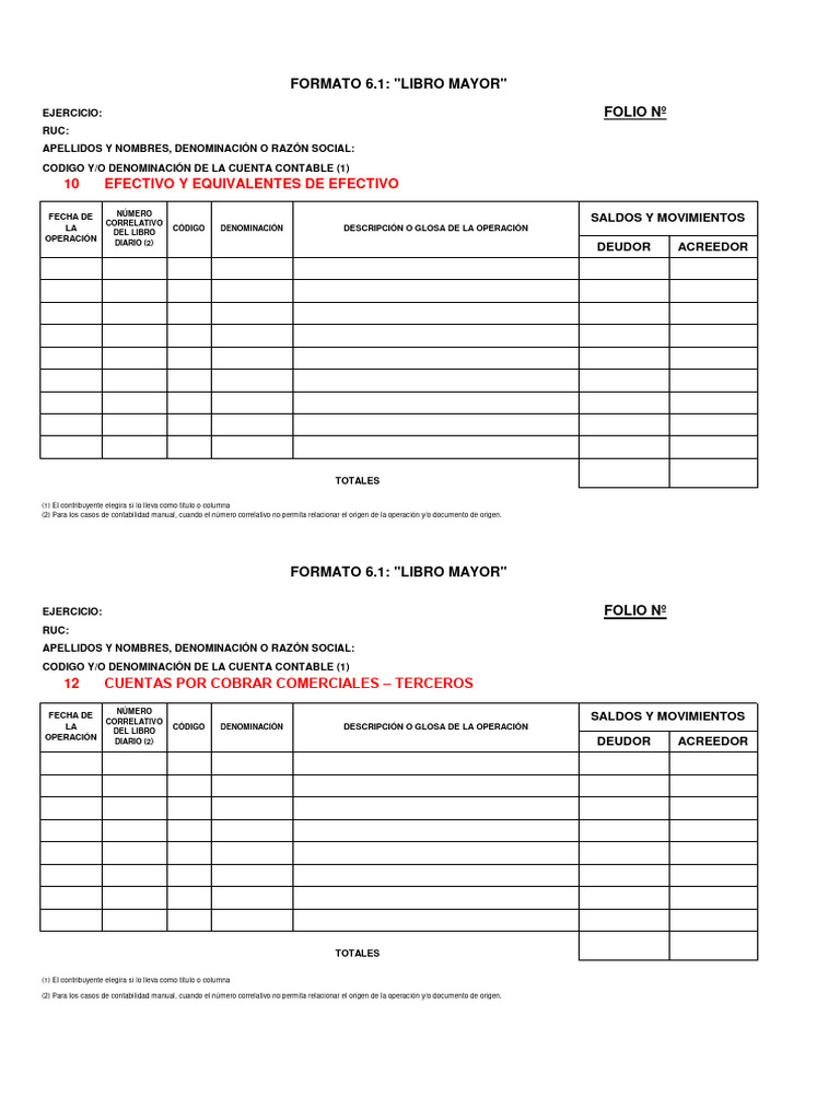 LIBRO MAYOR | PDF | Contabilidad | Ciencias económicas
