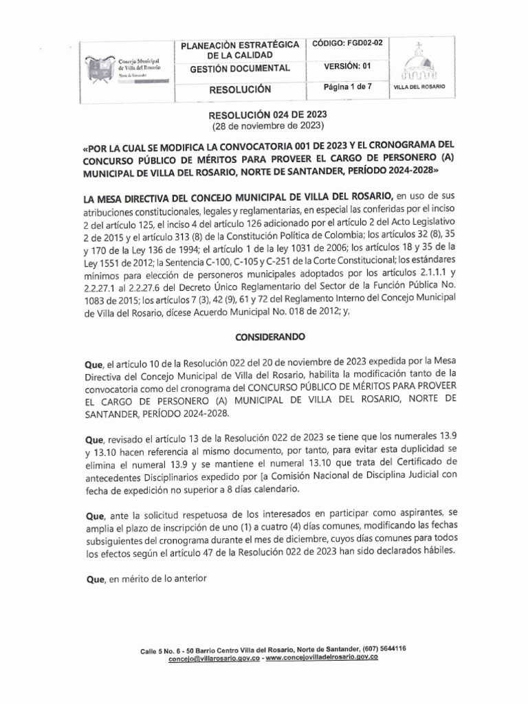 3399 - Resolucion 024 de 2023 | PDF