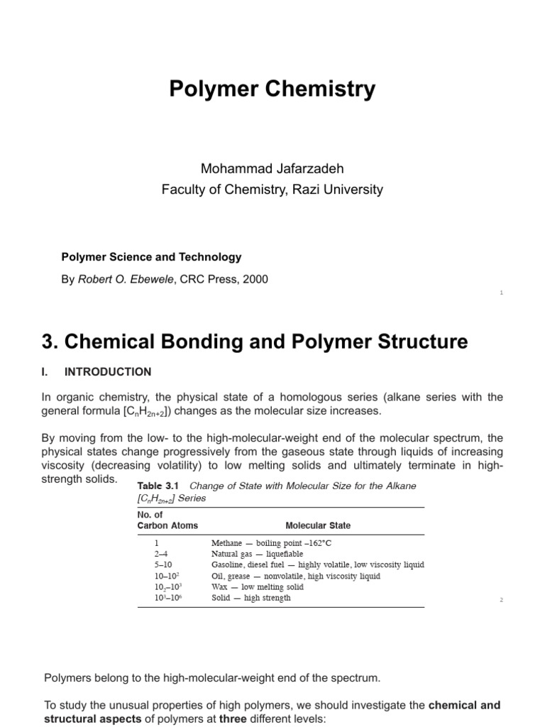 شیمی پلیمر-فصل ۲ | PDF | Chemical Bond | Polymers