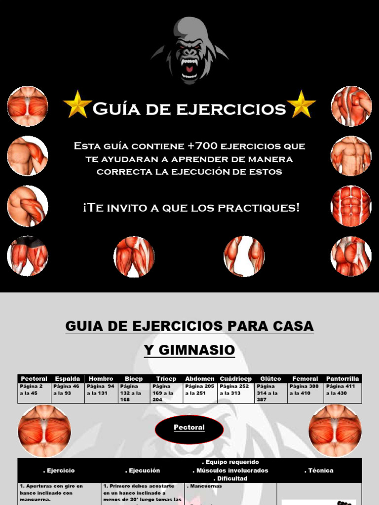 Guia de Ejercicios para Casa y Gimnasio (The Gorillas by BT X Big Team) 2023. | PDF | Codo | Hombro