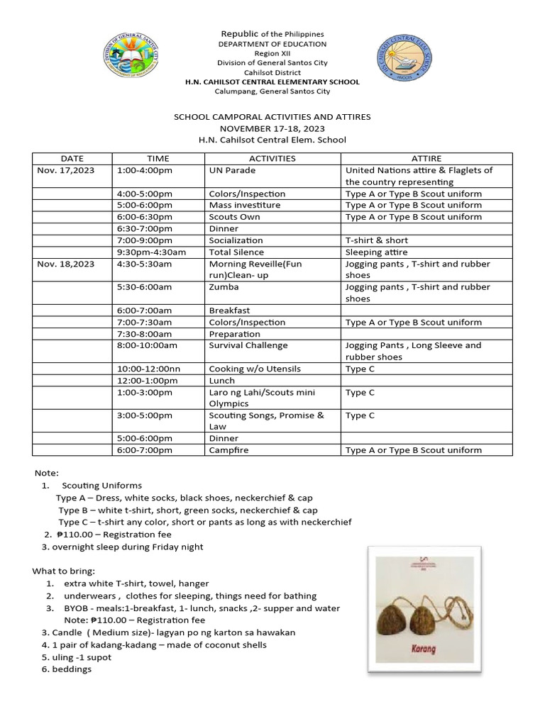 STAR SCOUT CAMPORAL ACTIVITIES Edited | PDF | Cuisine | Food And Drink