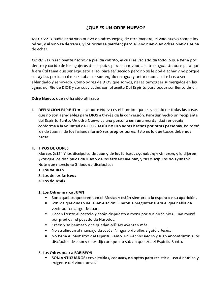 Significado y renovación del odre nuevo | PDF | Jesús | Creencia ...