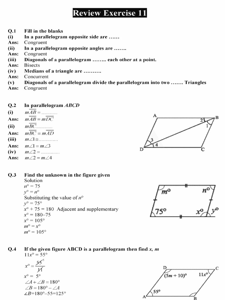 9th Math Chapter 11 Review Exercise | PDF