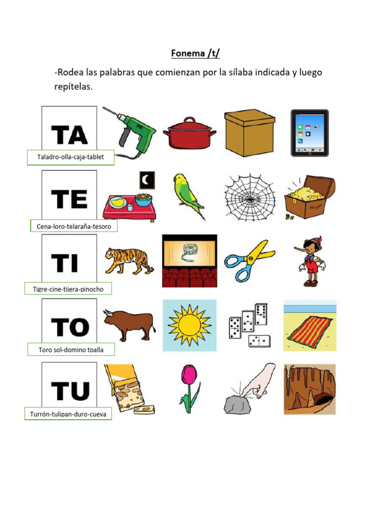 Actividad fonema t | PDF