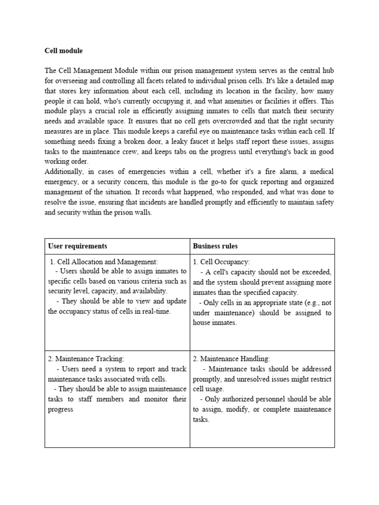 Cell Management Module | PDF | Prison | Computing