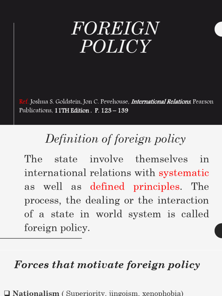 Lecture No. 16 Foreign Policy, Models of Decision Making, and Domestic ...