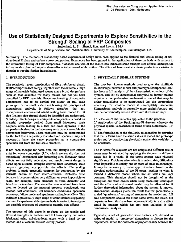 Use of Statistically Designed Experiments To Explore Sensitivities in The Strength Scaling of ...