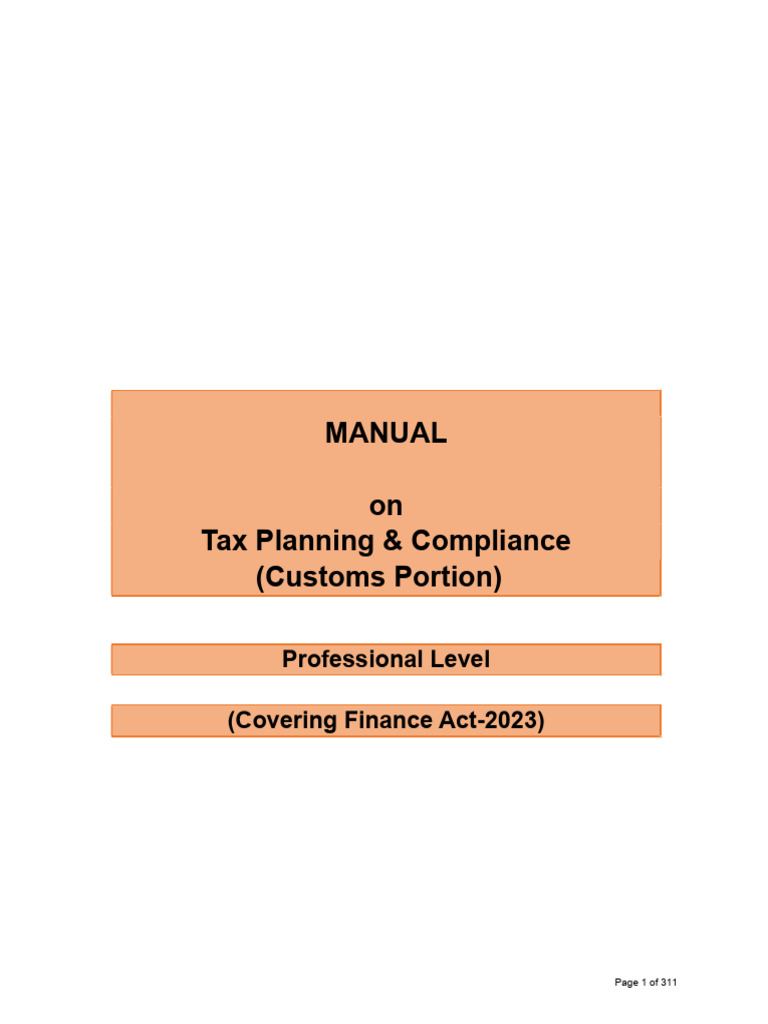 C) CA PL - Tax Palnning & Compliance Manual (Indirect Tax-Customs ...