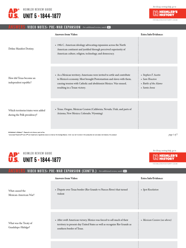 AP US HRG Unit 5 Noteguide Answers | PDF | Reconstruction Era ...