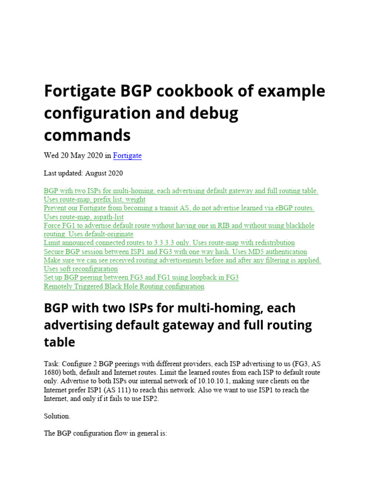 Fortigate Bgp Configuration And Debug Commands 2 Pdf Router 7756