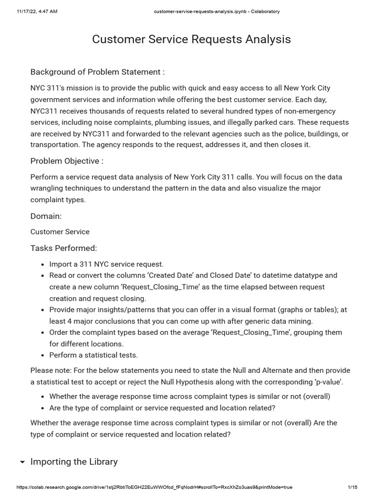 Simplilearn - Customer-Service-Requests-Analysis - Ipynb - Colaboratory | PDF | P Value ...