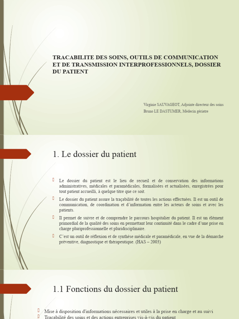 Tracabilite Des Soins Efom Pdf Allaitement Professionnel De La Santé