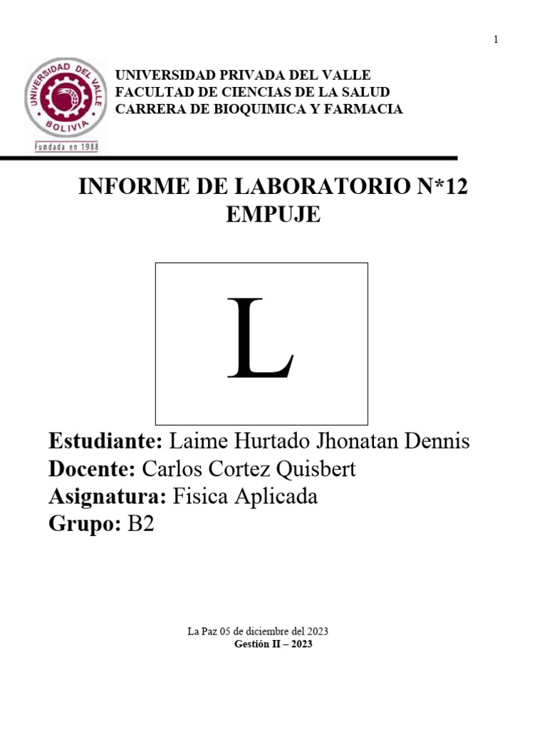 INFORME 12 FISICA | PDF | Flotabilidad | Mecánica