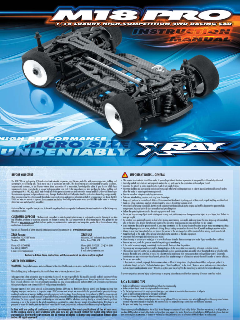 XRAY M18 PRO Instruction Manual | PDF | Screw | Gear
