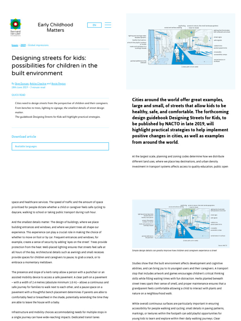Designing Streets For Kids - Possibilities For Children in The Built ...