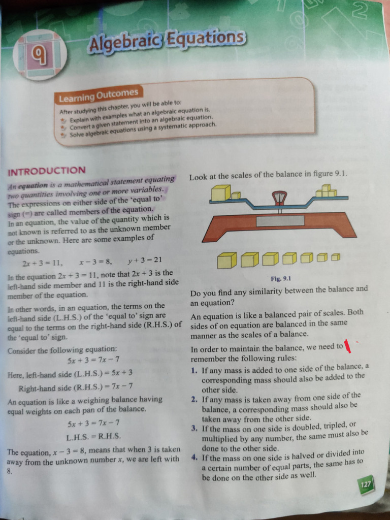 Algebraic Equations CH - 9 | PDF | Equations | Mathematical Objects