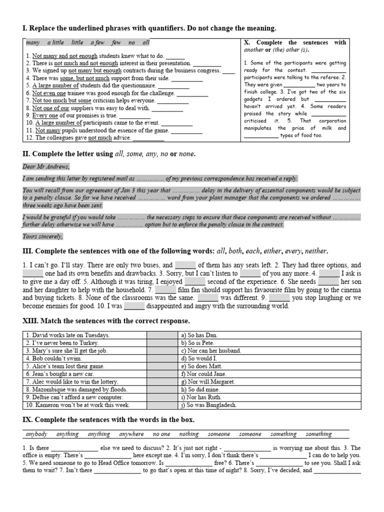 Extra Exercises - Quantifierszaz | PDF | Language Arts & Discipline