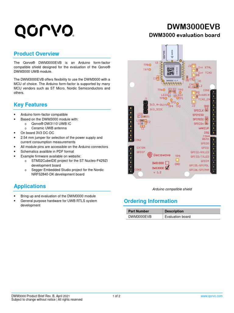 DWM3000EVB: Product Overview | PDF | Arduino | Intellectual Property