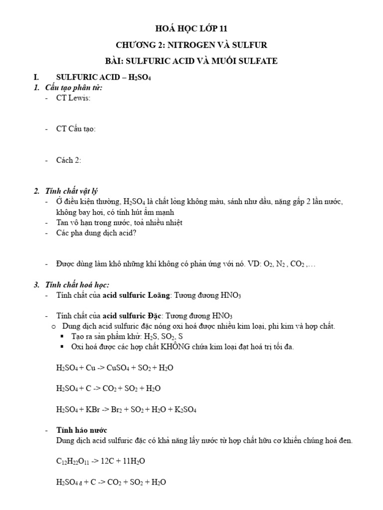 lÝ THUYẾT H2SO4 | PDF