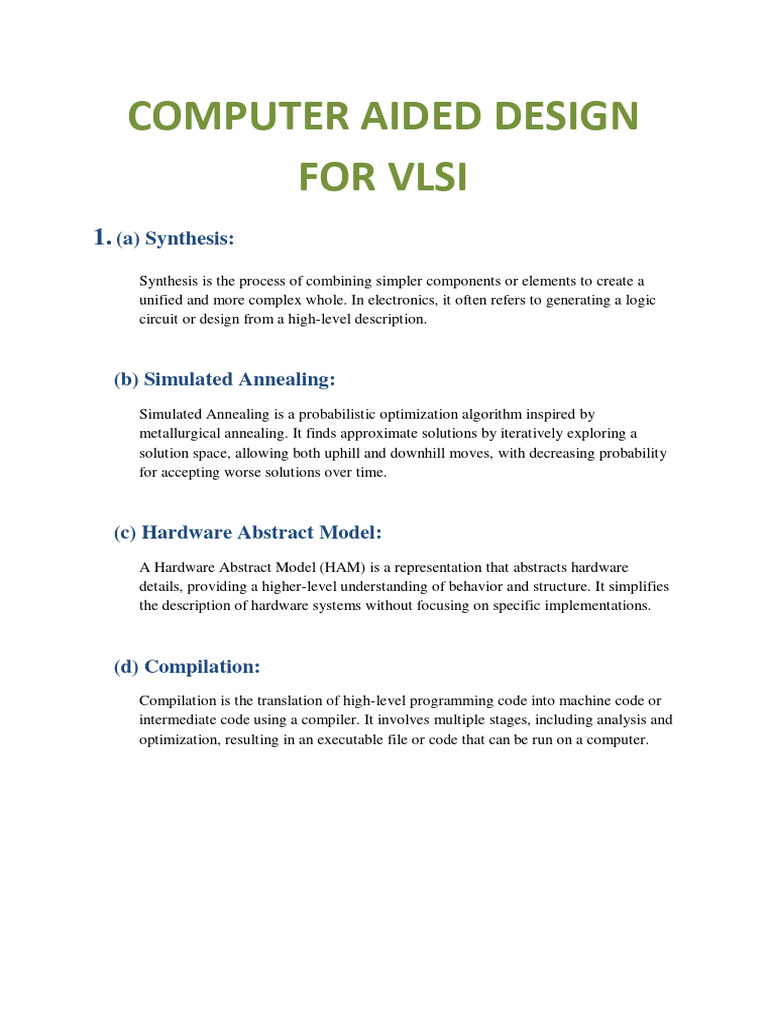 Computer Aided Design For Vlsi | PDF | Logic Synthesis | Applied Mathematics