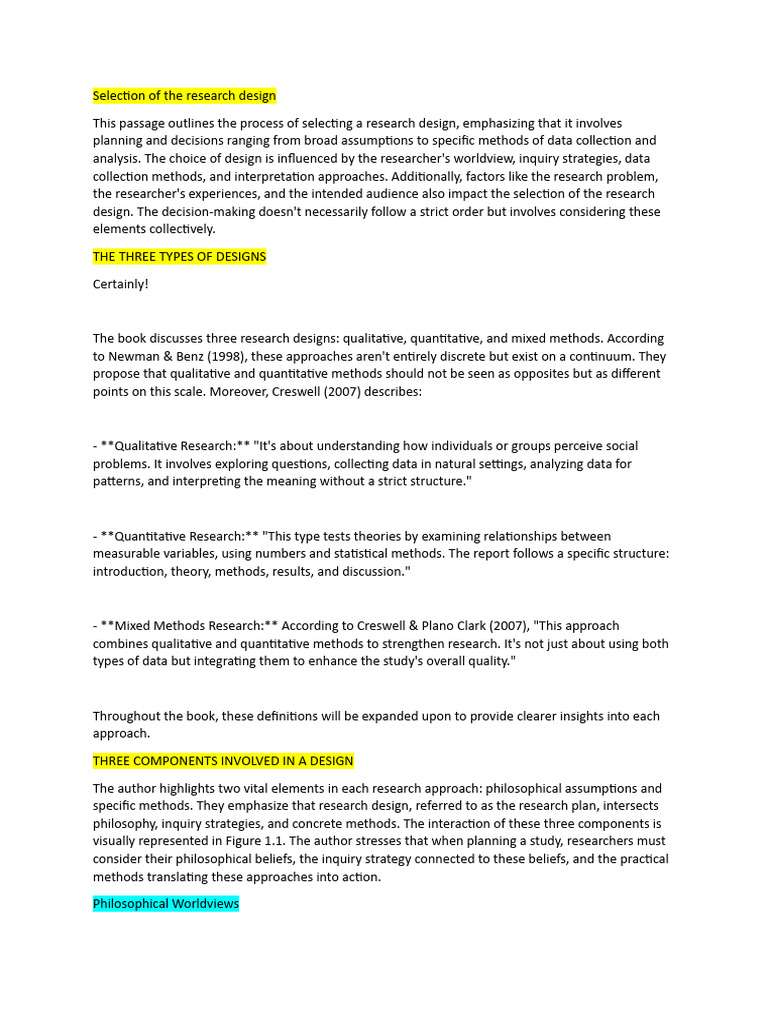 My Notes Research Design Chapter 1 | PDF | Qualitative Research ...