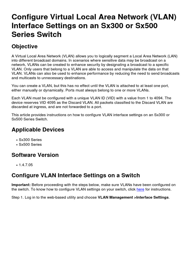smb3332 Configure Virtual Local Area Network Vlan Interface Settings | PDF | Computer Network ...