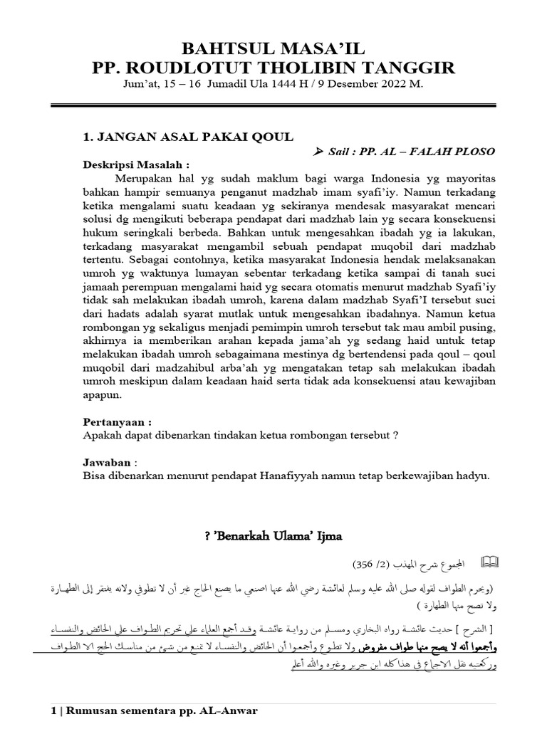 BMK TANGGIR AL-Anwar | PDF