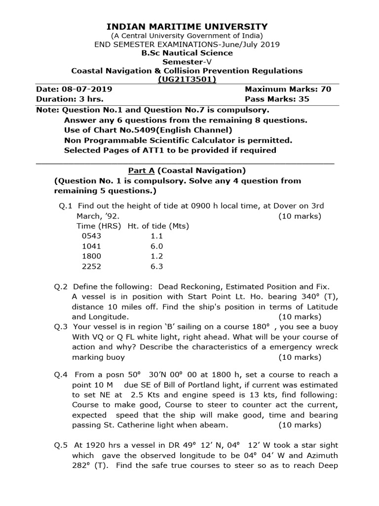 Coastal Navigation & Collision Prevention Regulations June 2019 | PDF ...