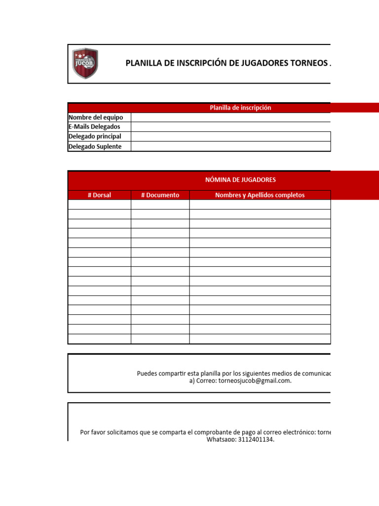 Planilla-de-Inscripcion-Torneos | PDF