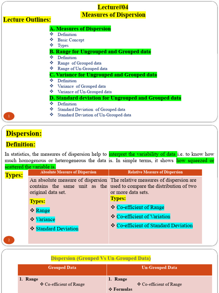 Lecture 04 Pdf Standard Deviation Statistical Dispersion