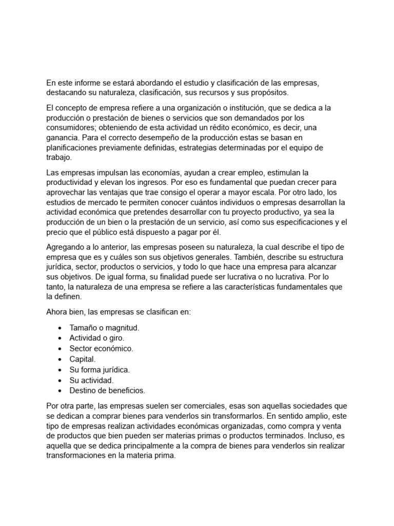 Estudio y Clasificación de Las Empresas 66 | PDF | Business | Economias