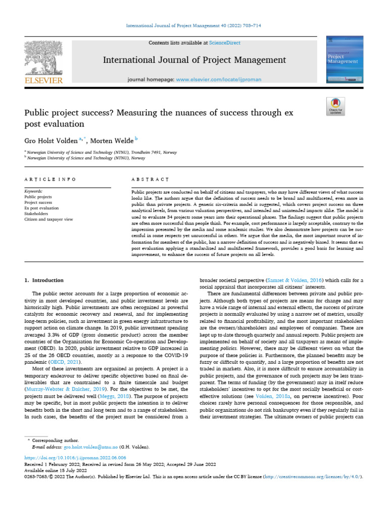 Evaluating Public Project Success Factors | PDF | Cost–Benefit Analysis ...