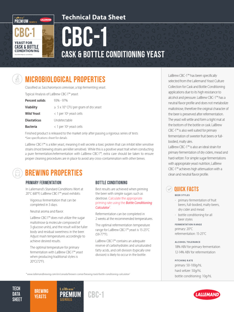 TDS_LPS_BREWINGYEAST_CBC-1_ENG_8.5x11-2 | PDF | Brewing | Yeast